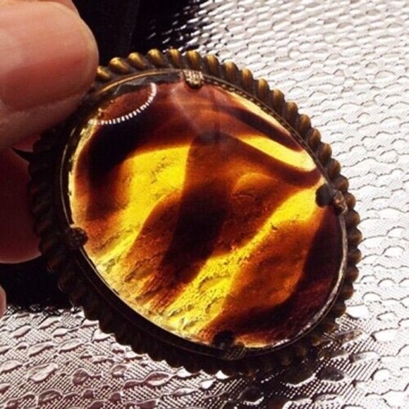 ANTIQUE CHIC | Jewelry | Vintage Tortoise Shell Artist Art Glass Large ...